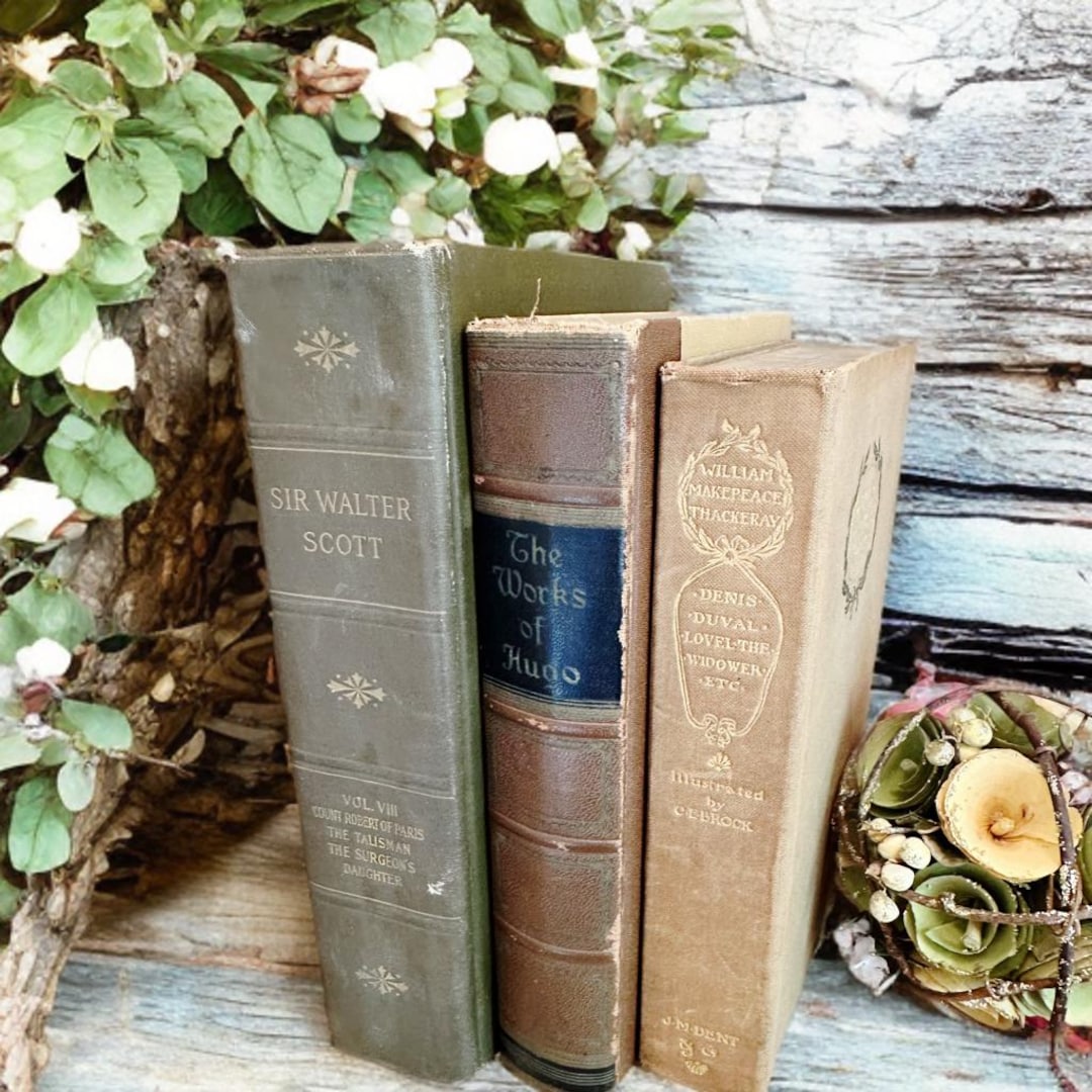 Antique Brown Books,tan Books,set of 3,early 1900s,classic Literature ...