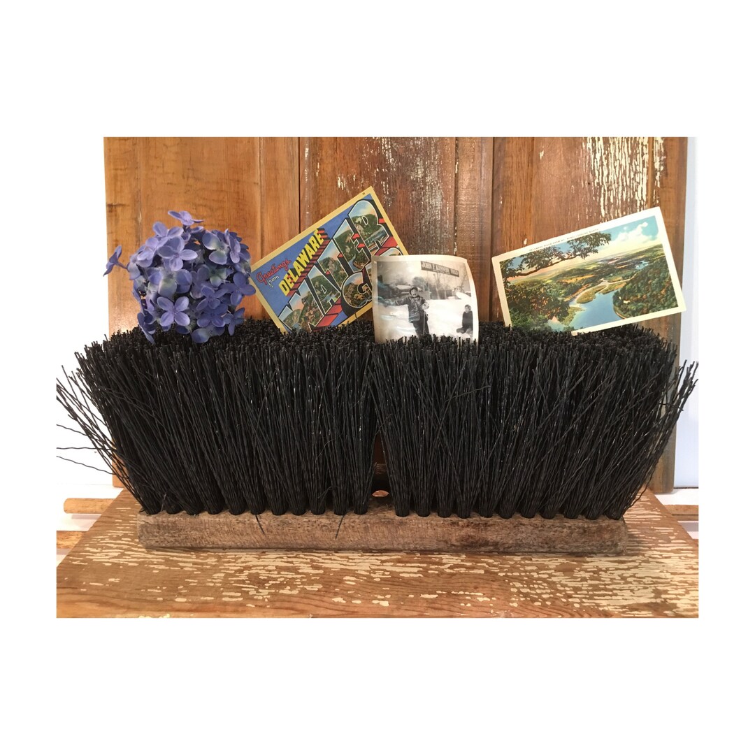 Extra Large Push Broom Head,black Nylon Bristles,wood Base,photo ...
