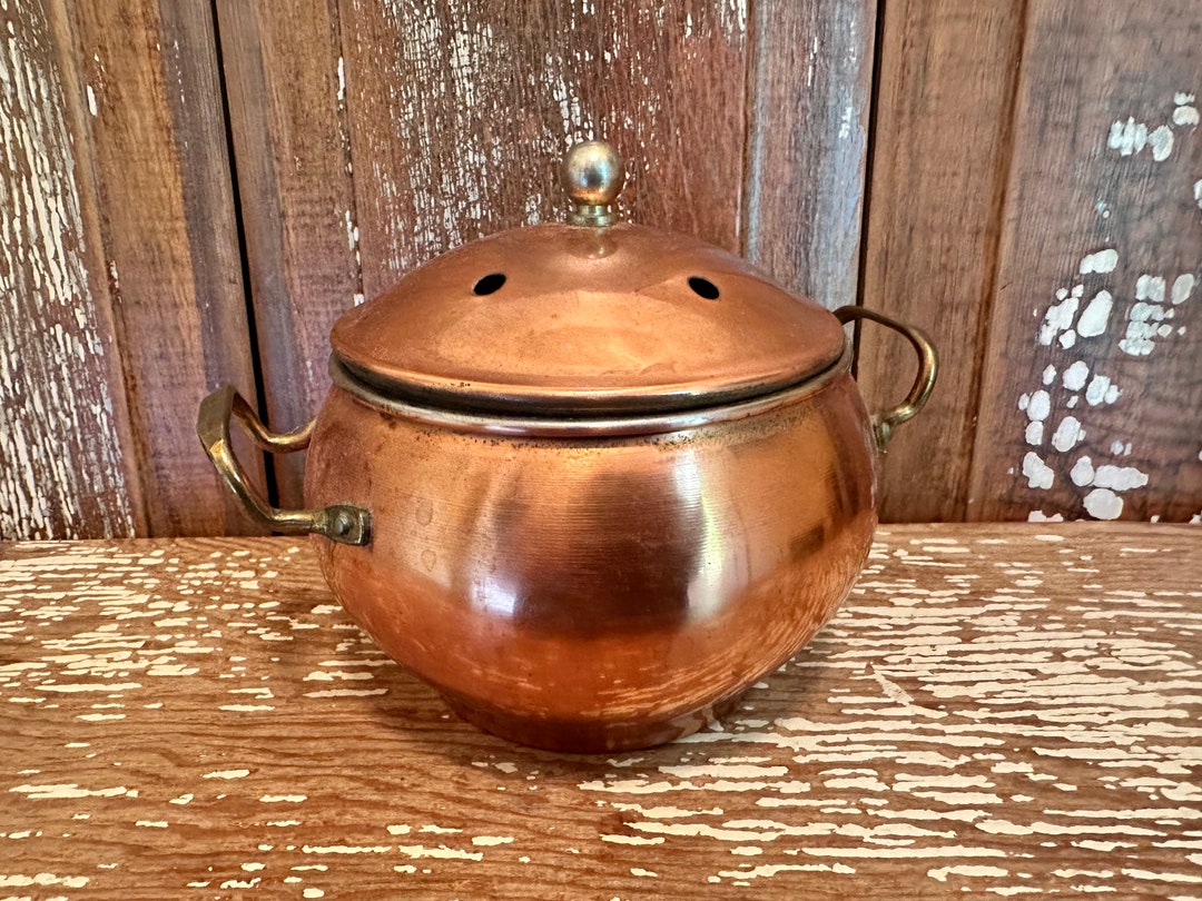 Small Copper Simmering Pot With Lid,copper Decor,copper Potourri,candle ...