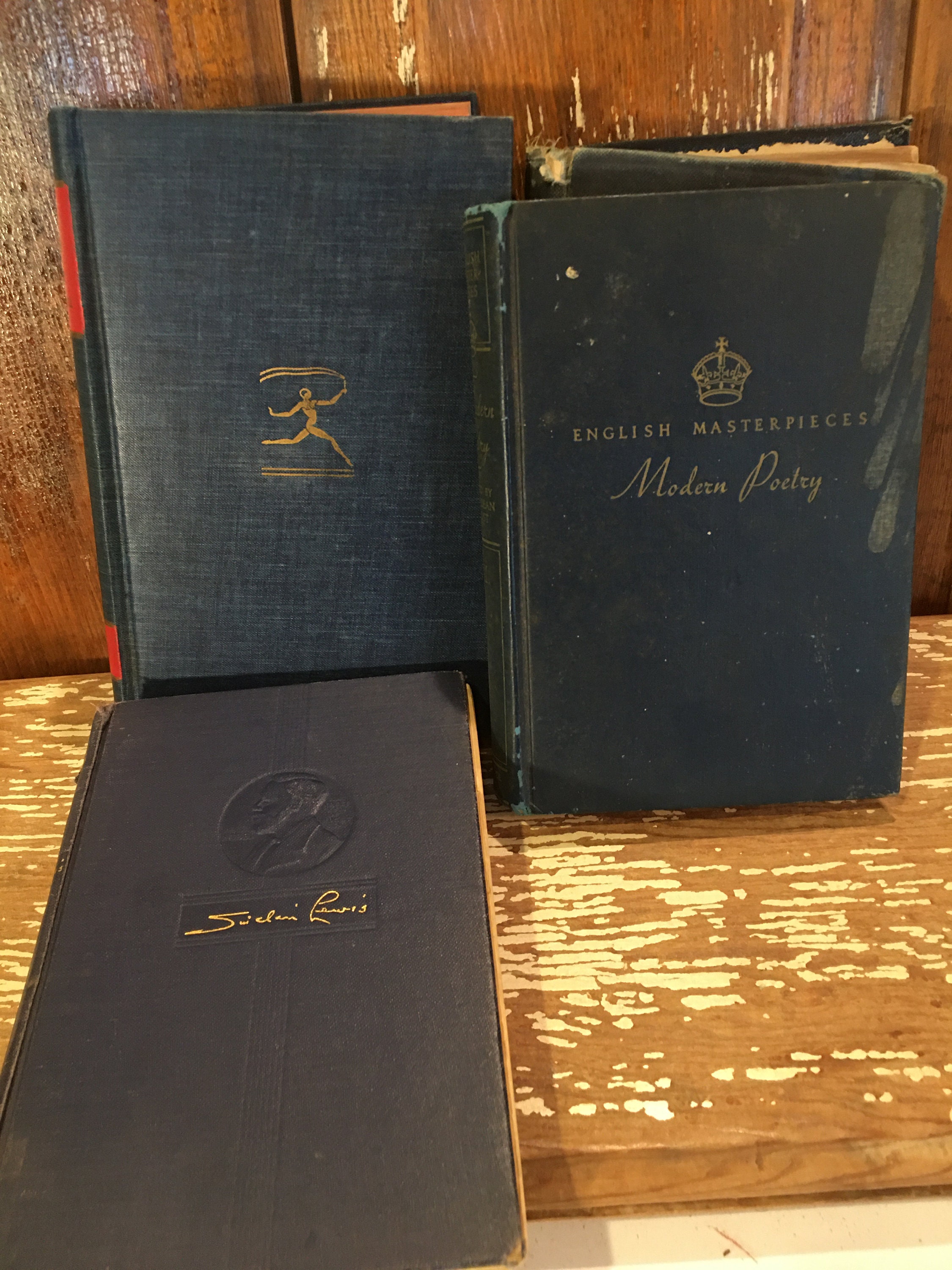 Old Navy Blue Books Decoration,dark Blue Books,set of 4,blue Book Decor ...