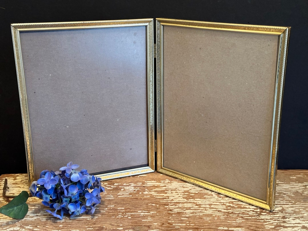 Gold Tone Folding Frame,8x10,double Frame,glass Front,double Hinge ...