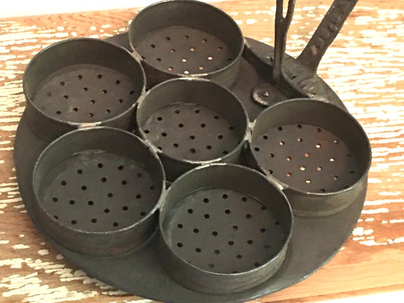 Antique Tin Egg Poacher s Co NY 6 Cups egg Maker poached Eggs tinware egg Cooker spring Handle farmhouse rustic kitchen Utensil Etsy UK