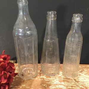 Old Ketchup Catsup Bottles,clear Glass,condiments,set of 3,sauce ...