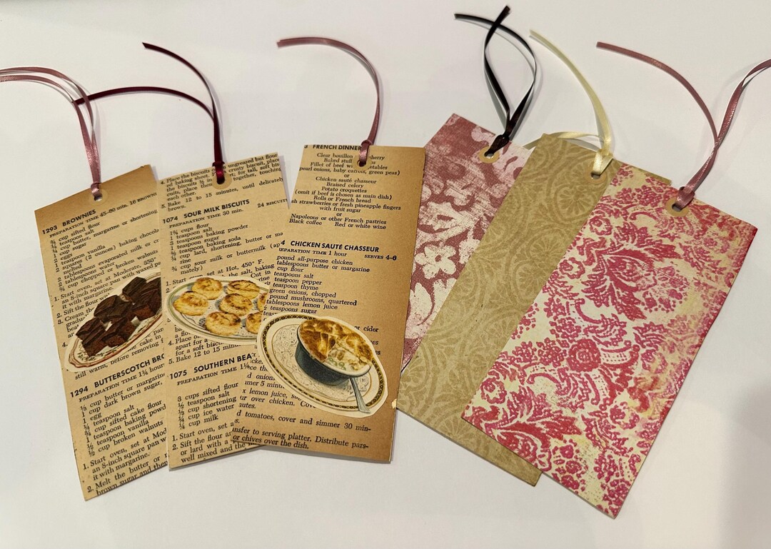 Set of 3 Handmade Vintage Cookbook Book Marks,assorted,6" X 2.5",1920s ...