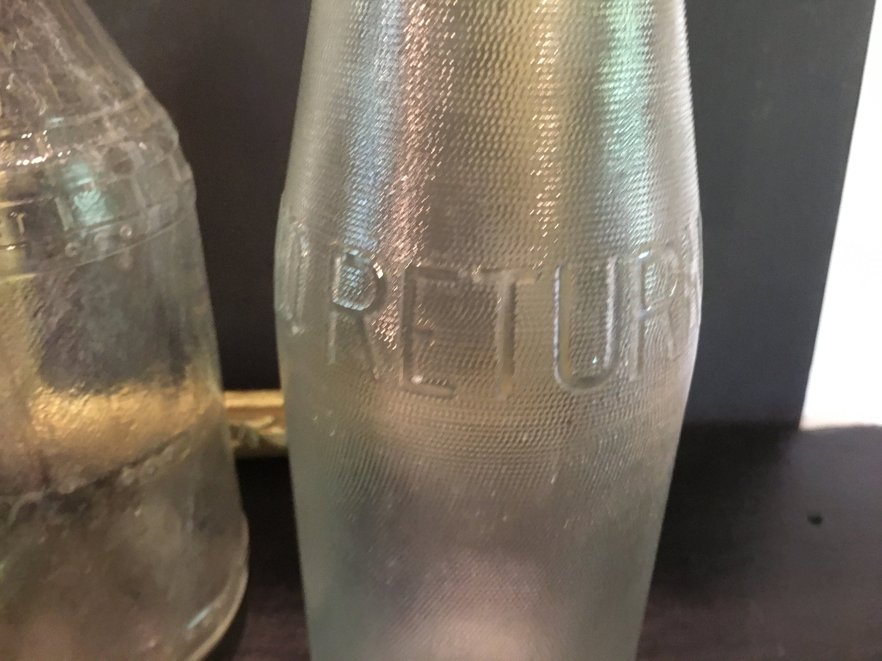 Old Glass Soda Bottles,clear,set of 2,decorative,early 1900s,ornate ...