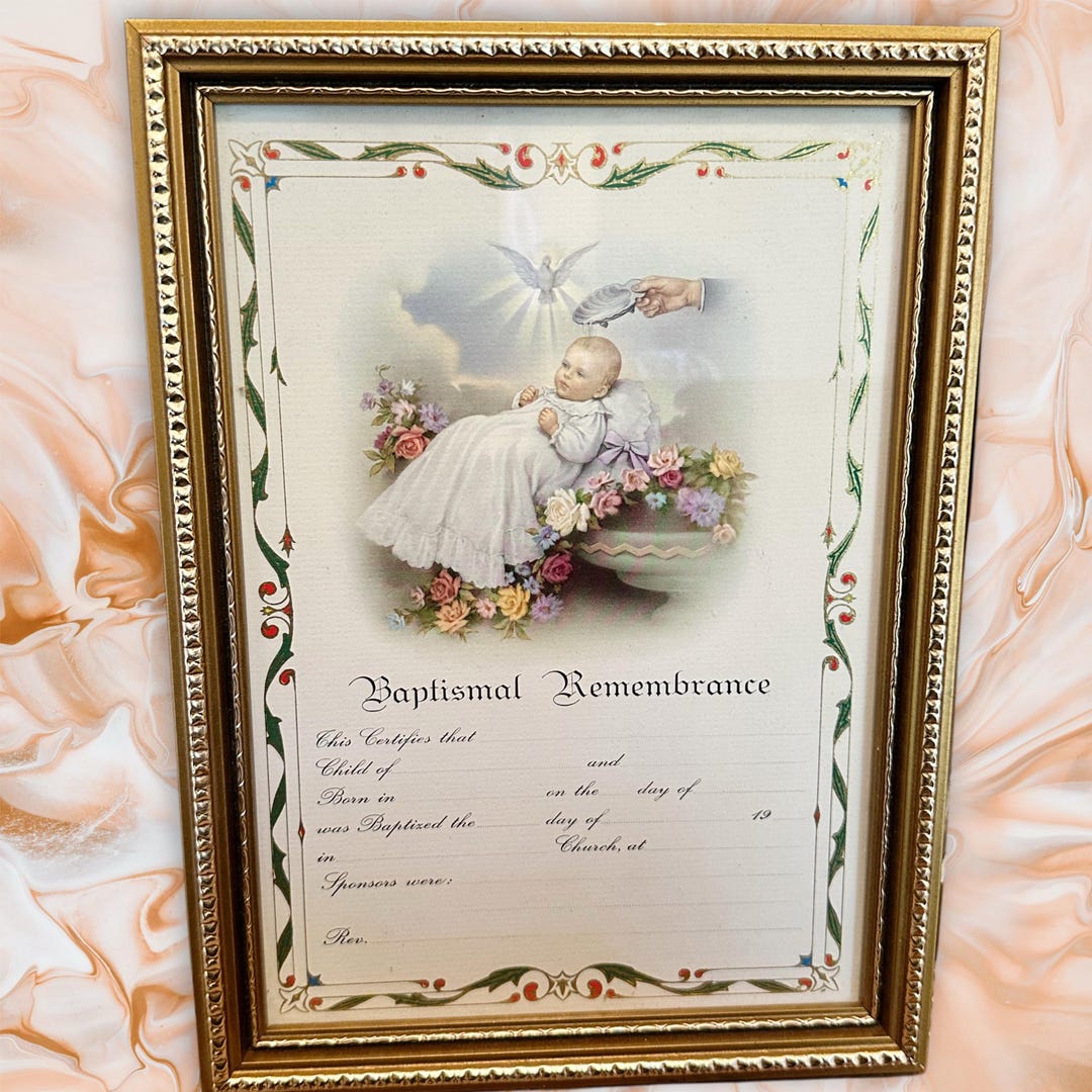 Gold Wood Frame Baptismal Remembrance Certificate,religious Print,8x11 ...