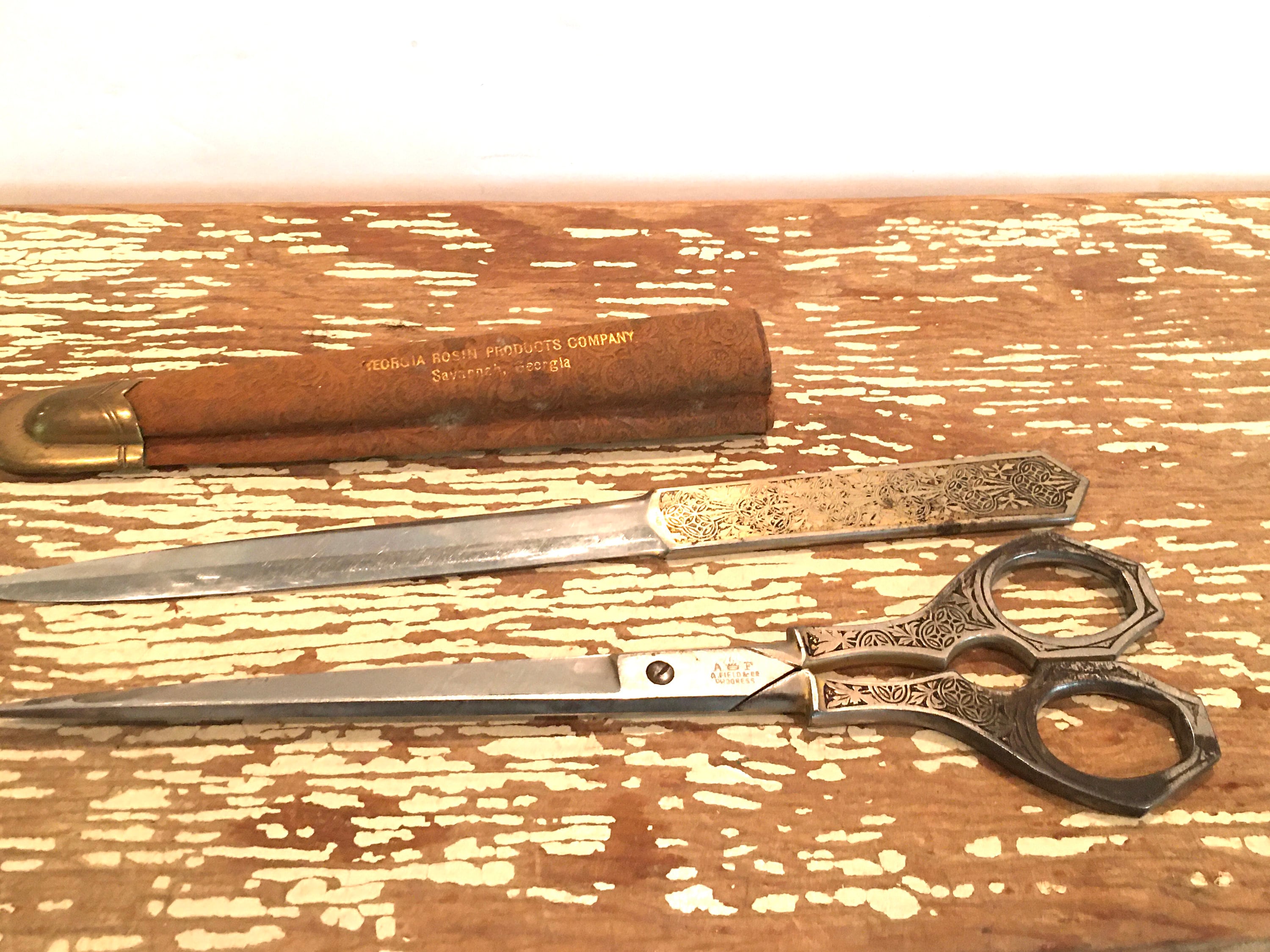 Scissors and Letter Opener Set in Leather Sheath Case9 | Etsy