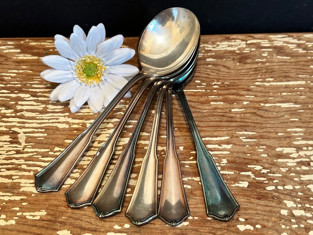 Tarnished Silverplate Gumbo Spoons,set of 6,oneida Reliance Plate ...