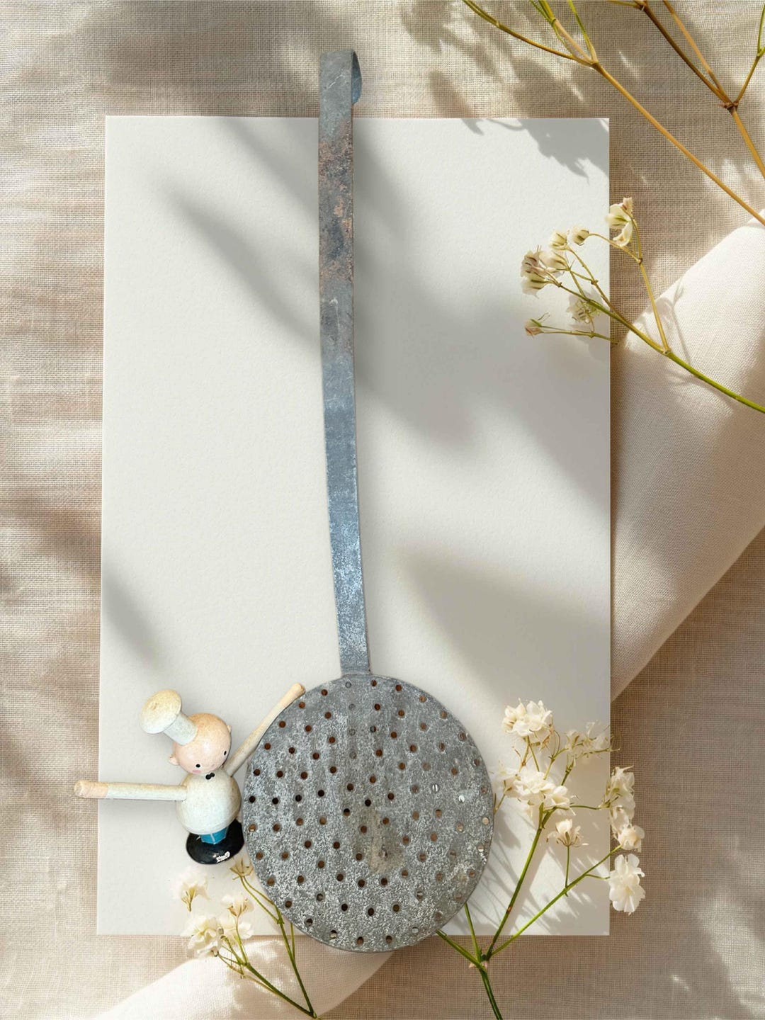 Gray Metal Rusty Milk Skimmer,with Hook,slotted Spoon,strainer,ladle ...