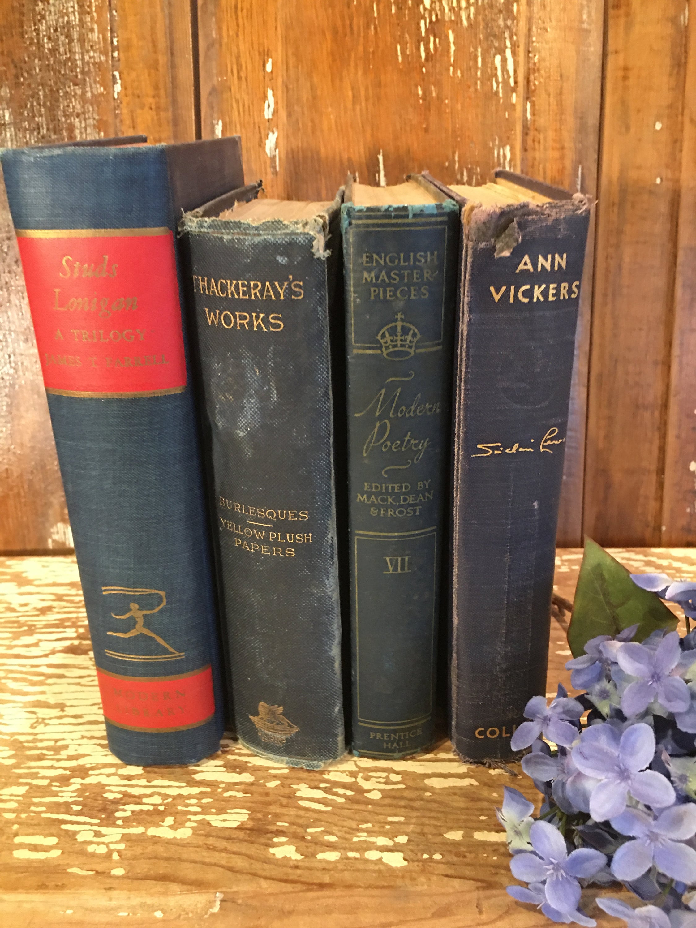 Old Navy Blue Books Decoration,dark Blue Books,set of 4,blue Book Decor ...