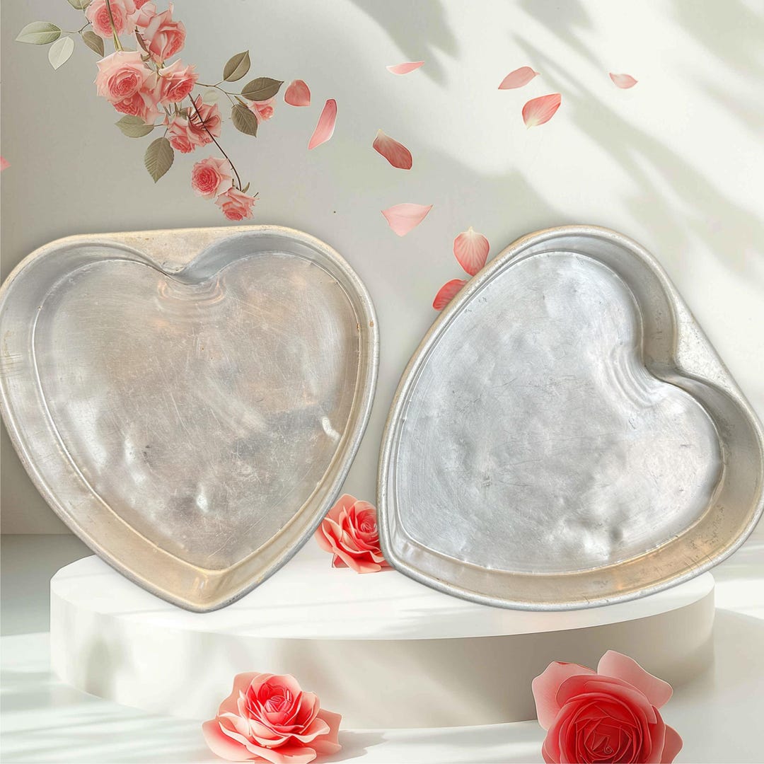 Heart Shape Cake Pans,set of 2,vintage Bakeware,9" Cake Pan,bakery ...