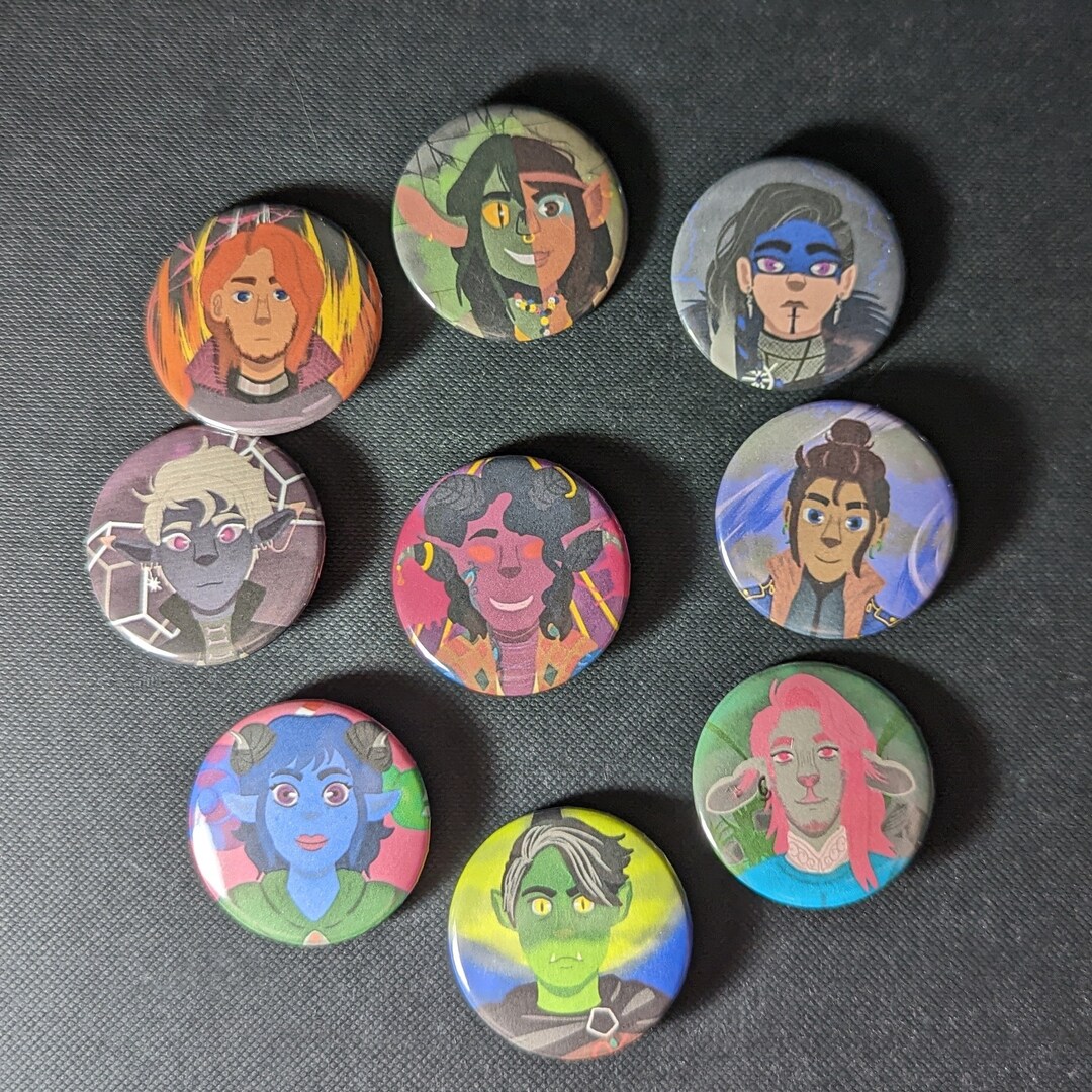 Critical Role Mighty Nein 1.5" Buttons (caleb, Nott/veth, Fjord, Jester ...