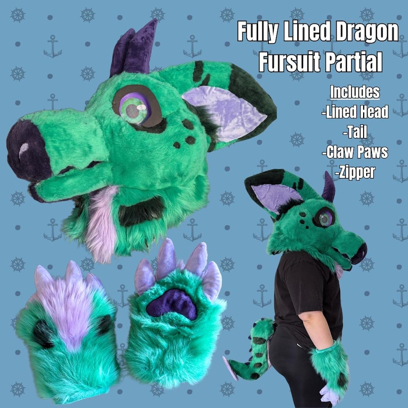 Dragon Fursuit Head Green - Etsy