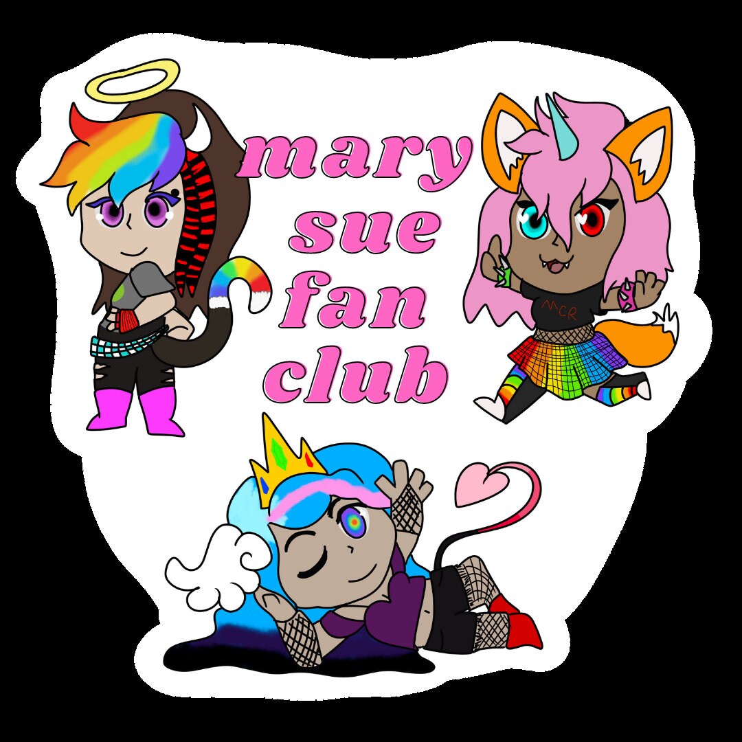 Mary Sue Fan Club Sticker Fandom OC Scene Girl Unicorn Fox Girl ...