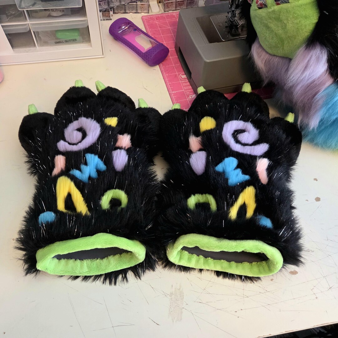 Arcade Bowling Alley Carpet Inspired Fursuit Paw and Tail Set - UV ...