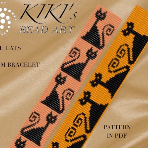 Bead Loom Pattern Cute Cats LOOM Bracelet Cuff PDF Pattern - Etsy