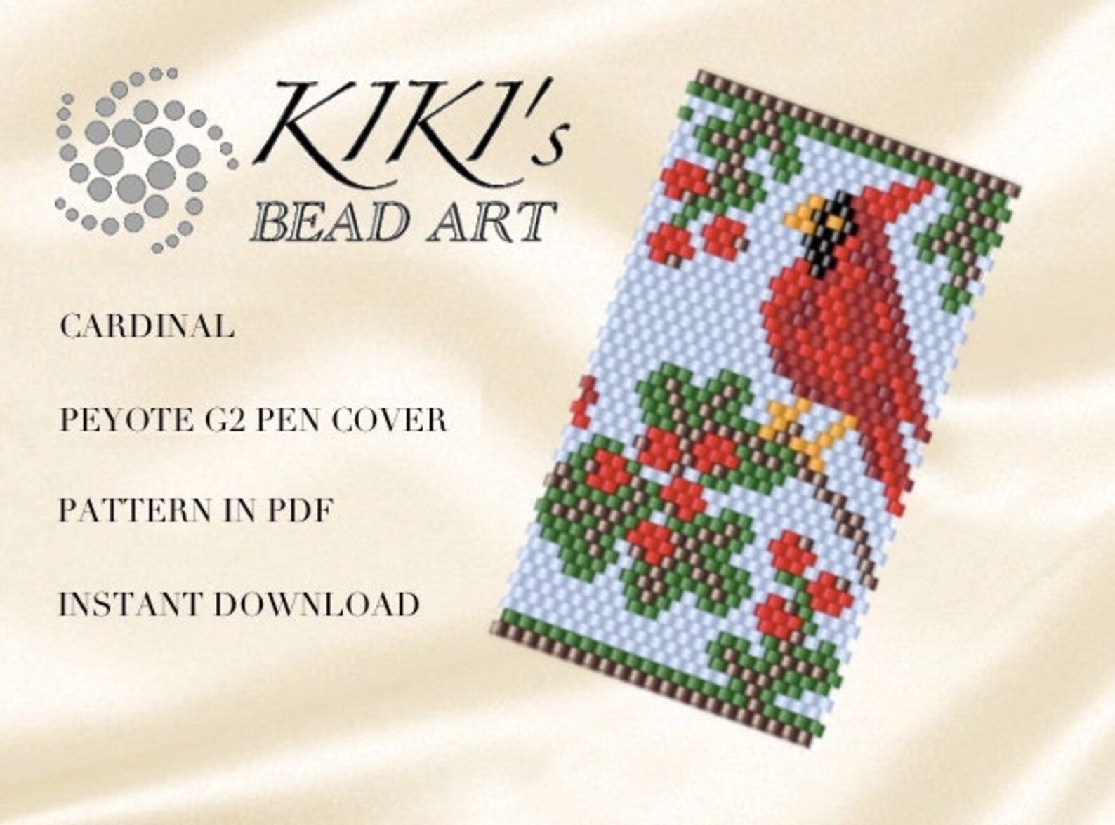 Pattern Peyote Pen Cover Cardinal Peyote Pattern for Pen | Etsy