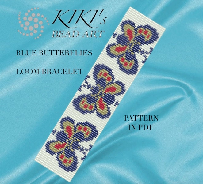 Bead Loom Pattern - Blue Butterflies LOOM Bracelet PDF Pattern Instant ...