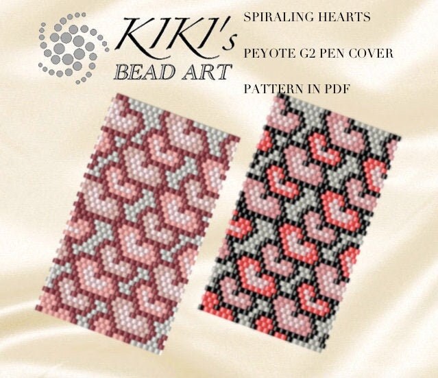 Peyote Pen Cover Patterns Spiraling Hearts Peyote Patterns | Etsy