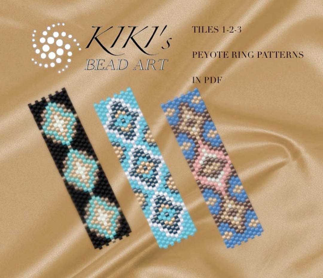 Pattern, Peyote Rings Tiles 1-2-3 - Peyote Ring Set of 3 Patterns in ...