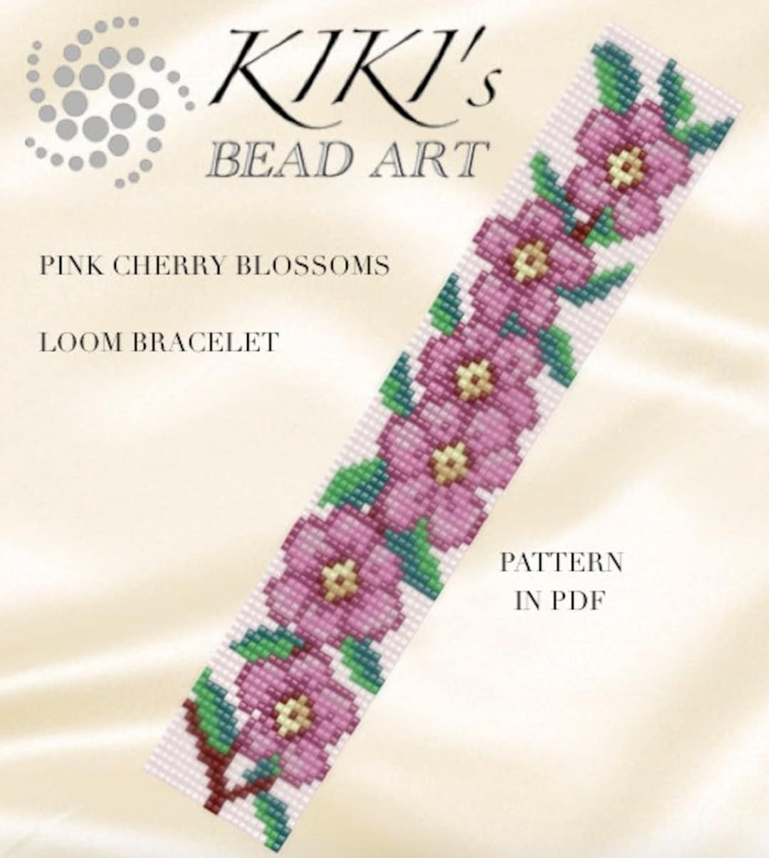 Bead Loom Pattern - Pink Cherry Blossoms LOOM Bracelet PDF Pattern ...