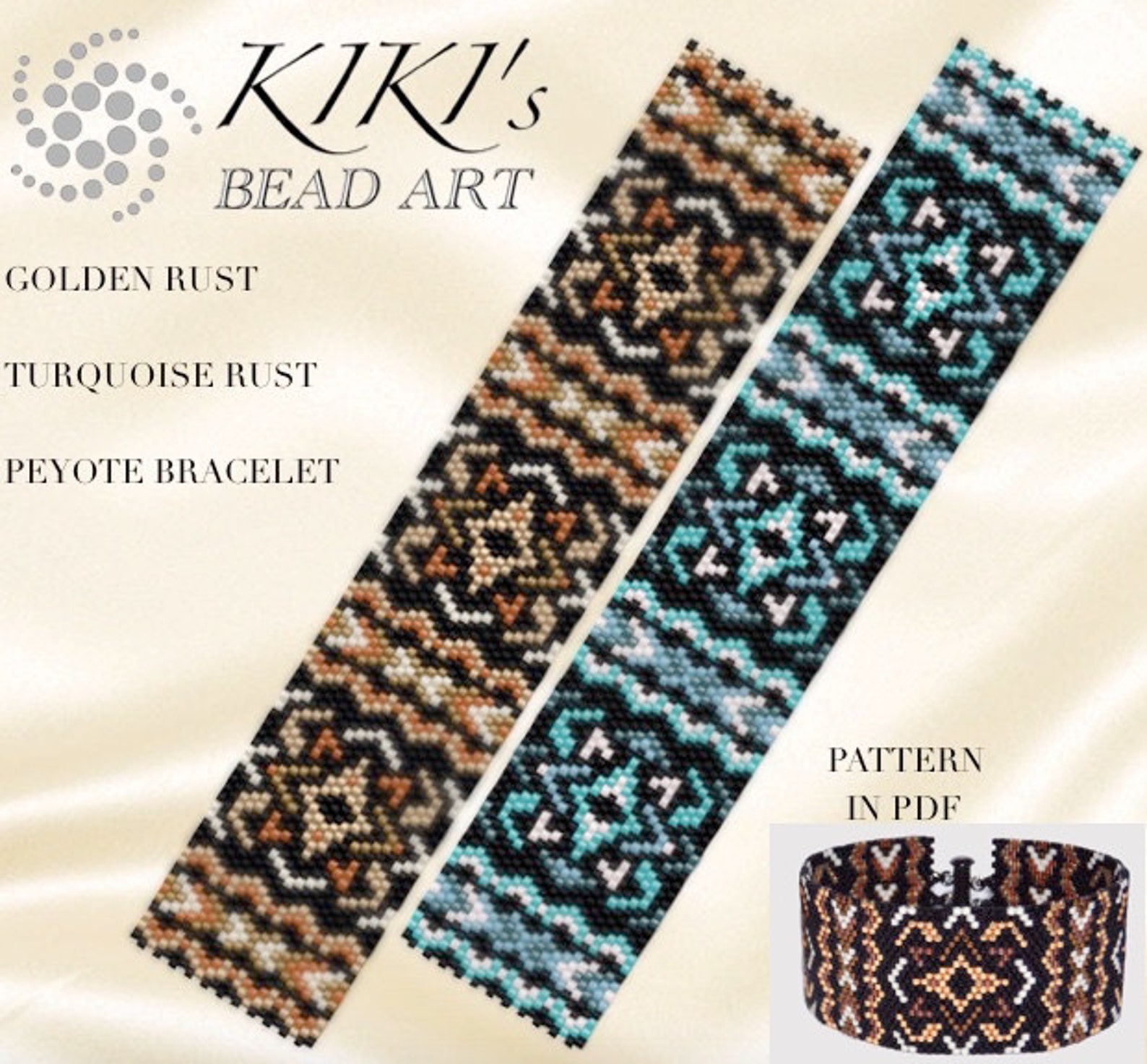 Pattern Peyote Bracelet Golden Rust Turquoise Rust Peyote - Etsy Sweden