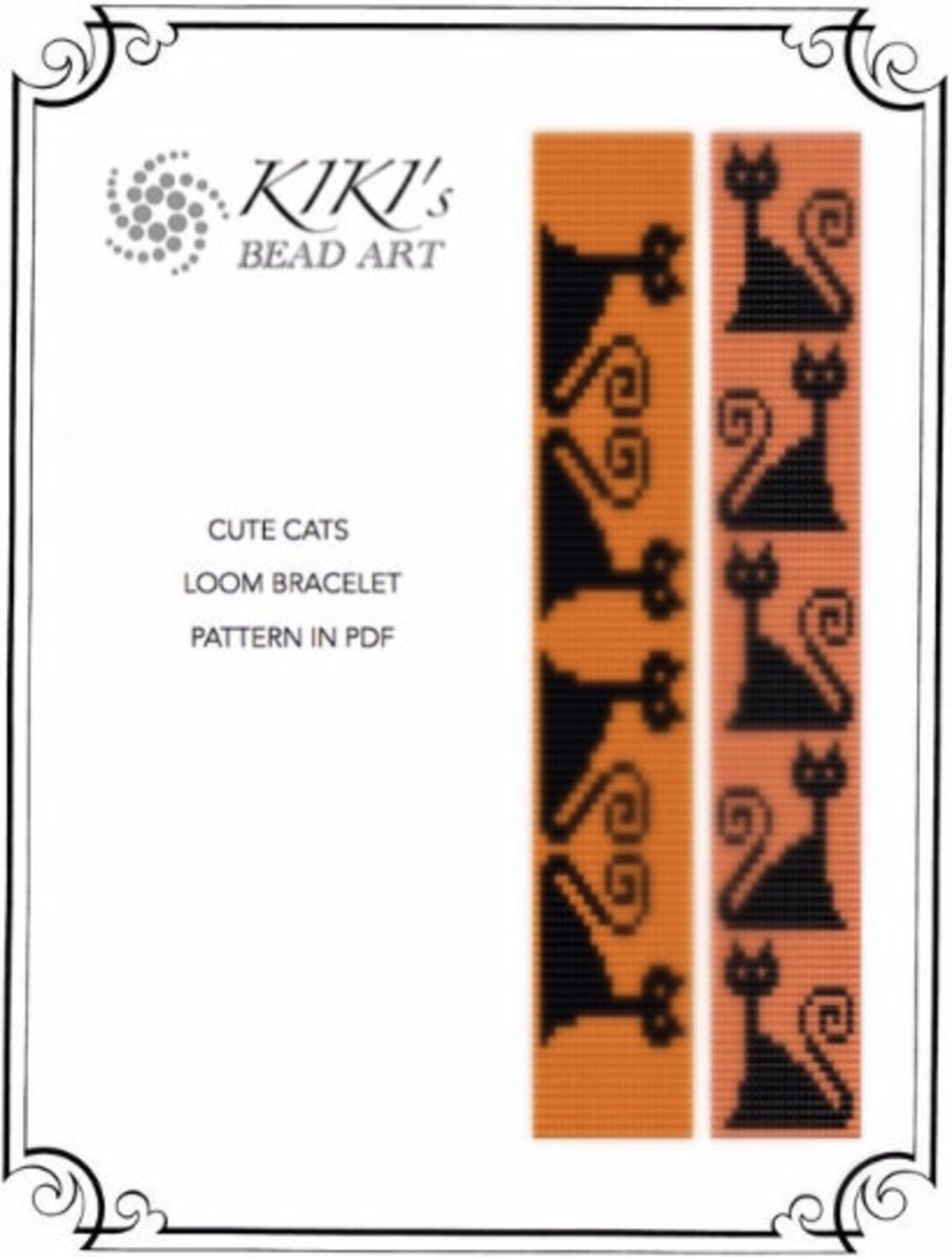 Bead Loom Pattern Cute Cats LOOM Bracelet Cuff PDF Pattern - Instant ...