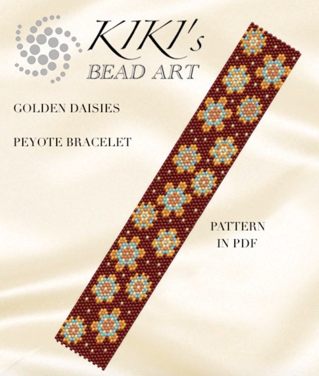 Pattern, Peyote Bracelet - Golden Daisies Flowery Peyote Bracelet Cuff ...