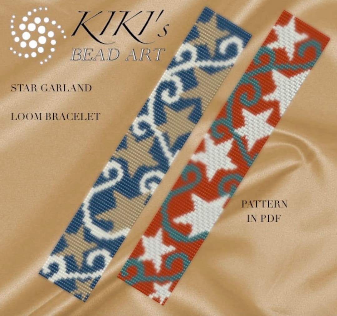 Bead Loom Pattern, Star Garland, Holiday Themed LOOM Bracelet Cuff ...