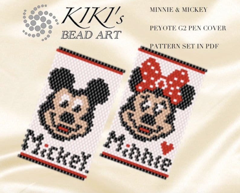 Peyote Pen Cover Patterns Mickey Minnie Peyote Patterns Set of 2 for ...