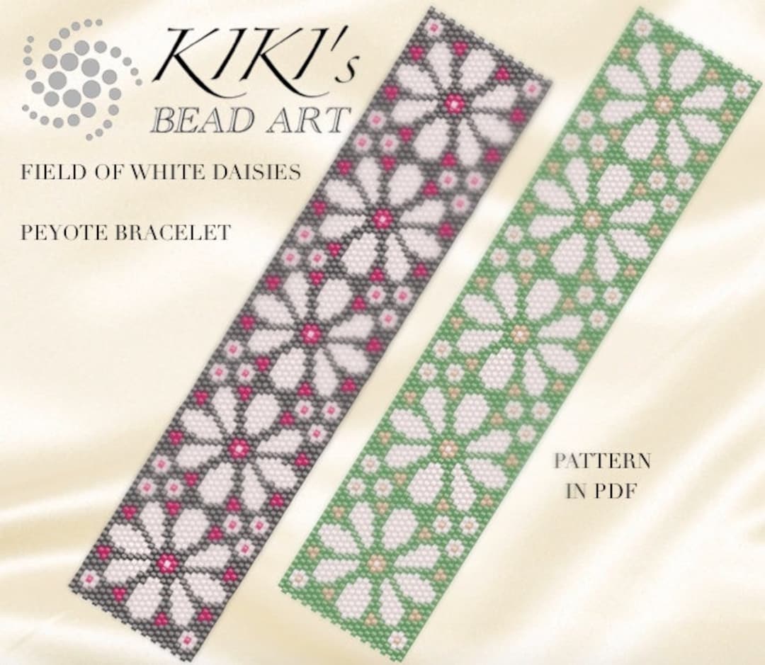 Pattern, Peyote Bracelet- "field of White Daisies" Peyote Bracelet ...