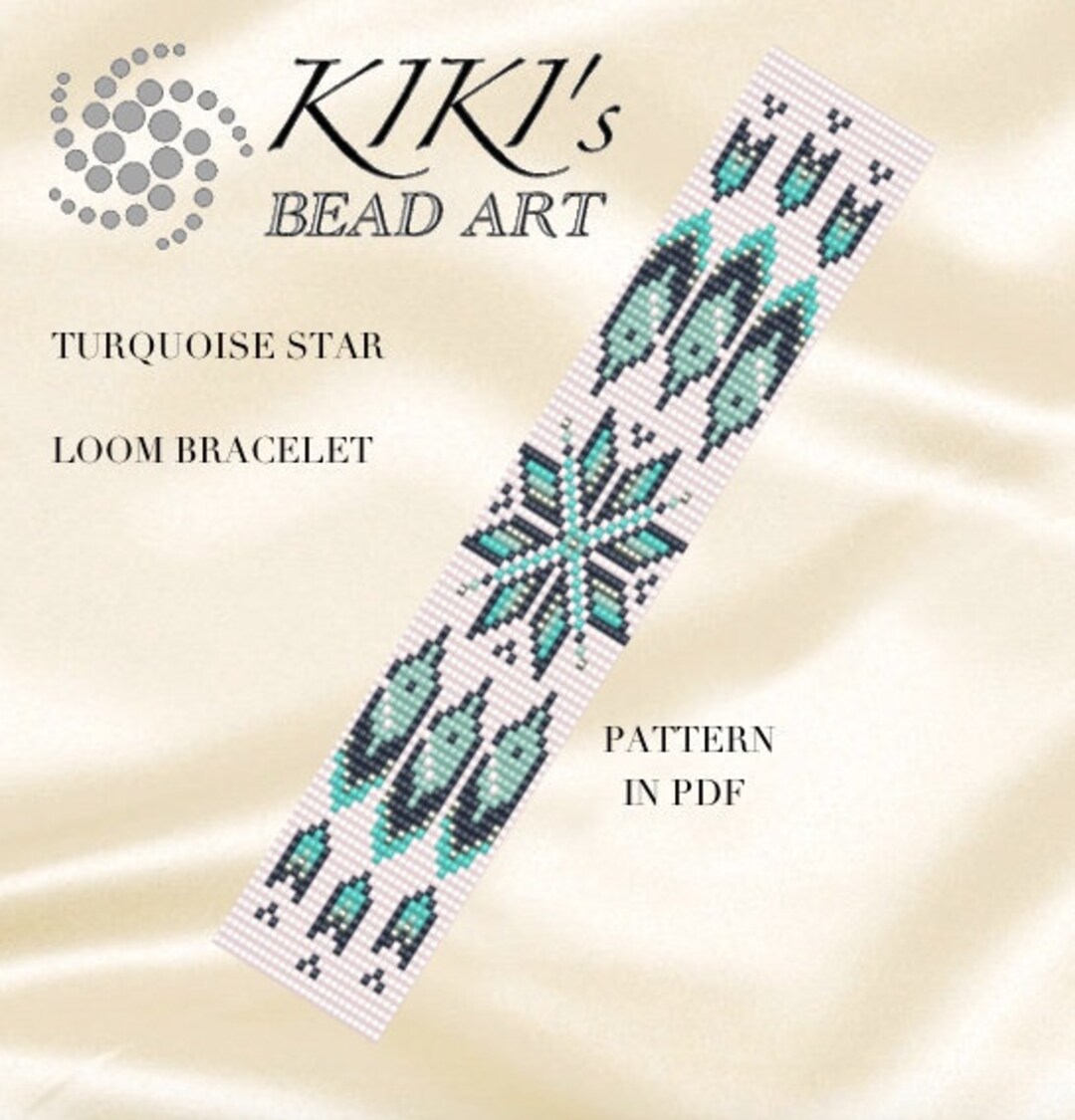 Loom Pattern, Bead LOOM Pattern Turquoise Star LOOM Bracelet Pattern in ...