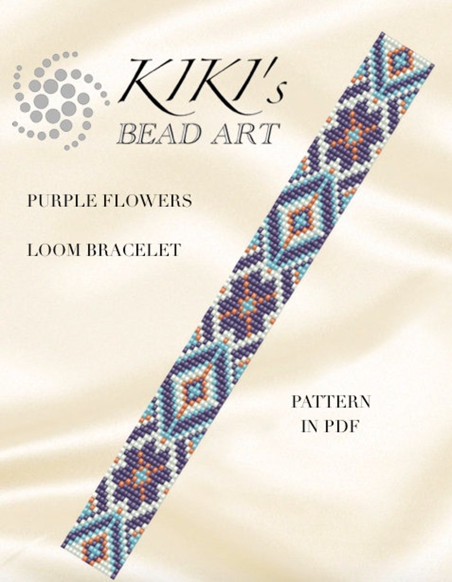 Bead Loom Pattern Bracelet Purple Flowers Ethnic Inspired LOOM Bracelet ...