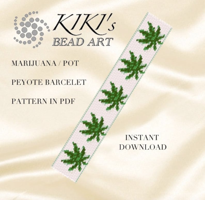 Peyote Bracelet Pattern, Peyote Pattern Marijuana - Pot Peyote Bracelet Beading Pattern in PDF ...