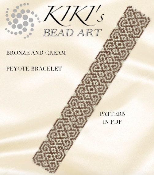 Peyote Pattern for bracelet Bronze and cream peyote bracelet | Etsy