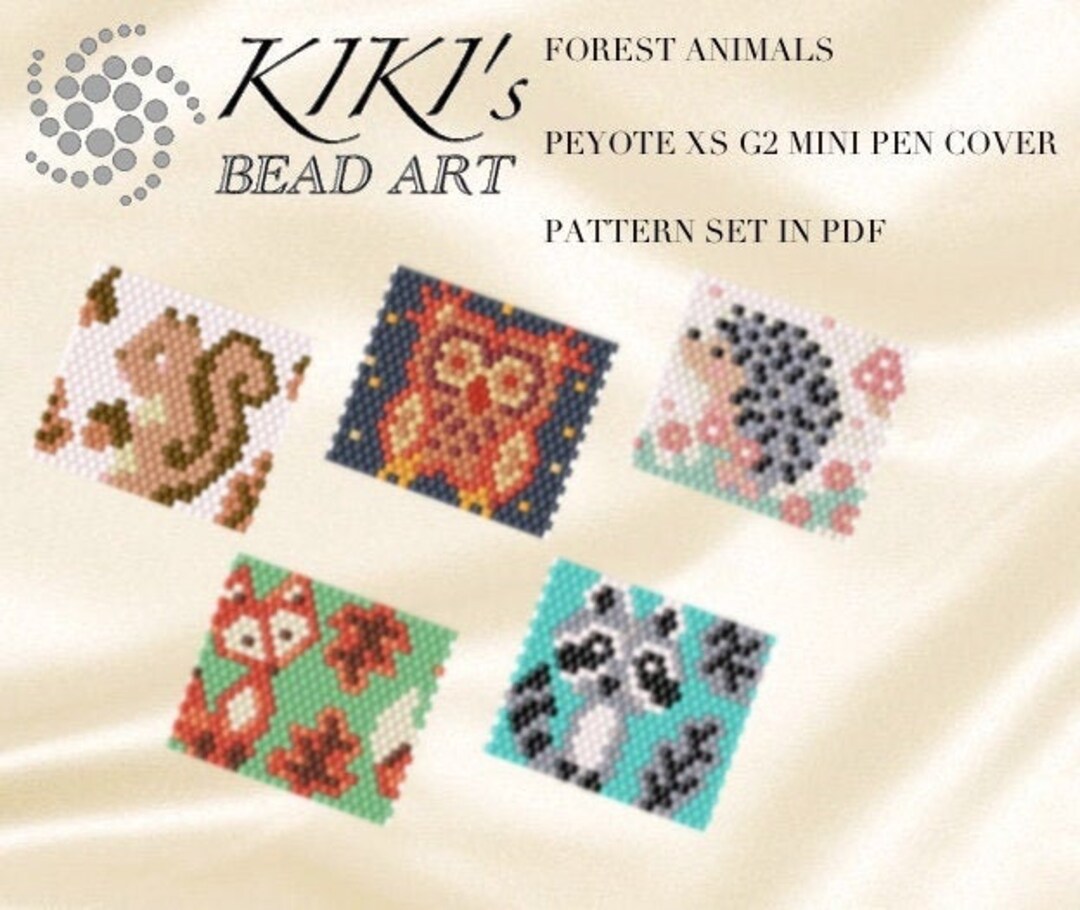 Pattern, Peyote XS MINI Pen Cover Set, Animal Peyote Pattern Set of 5 ...