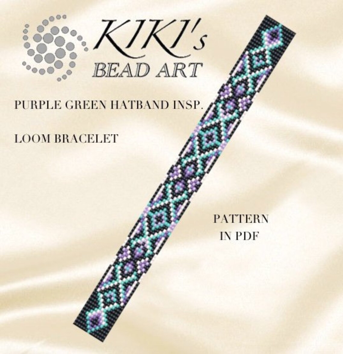 Loom Pattern, Bead LOOM Bracelet Pattern Purple Green Hatband Inspired ...