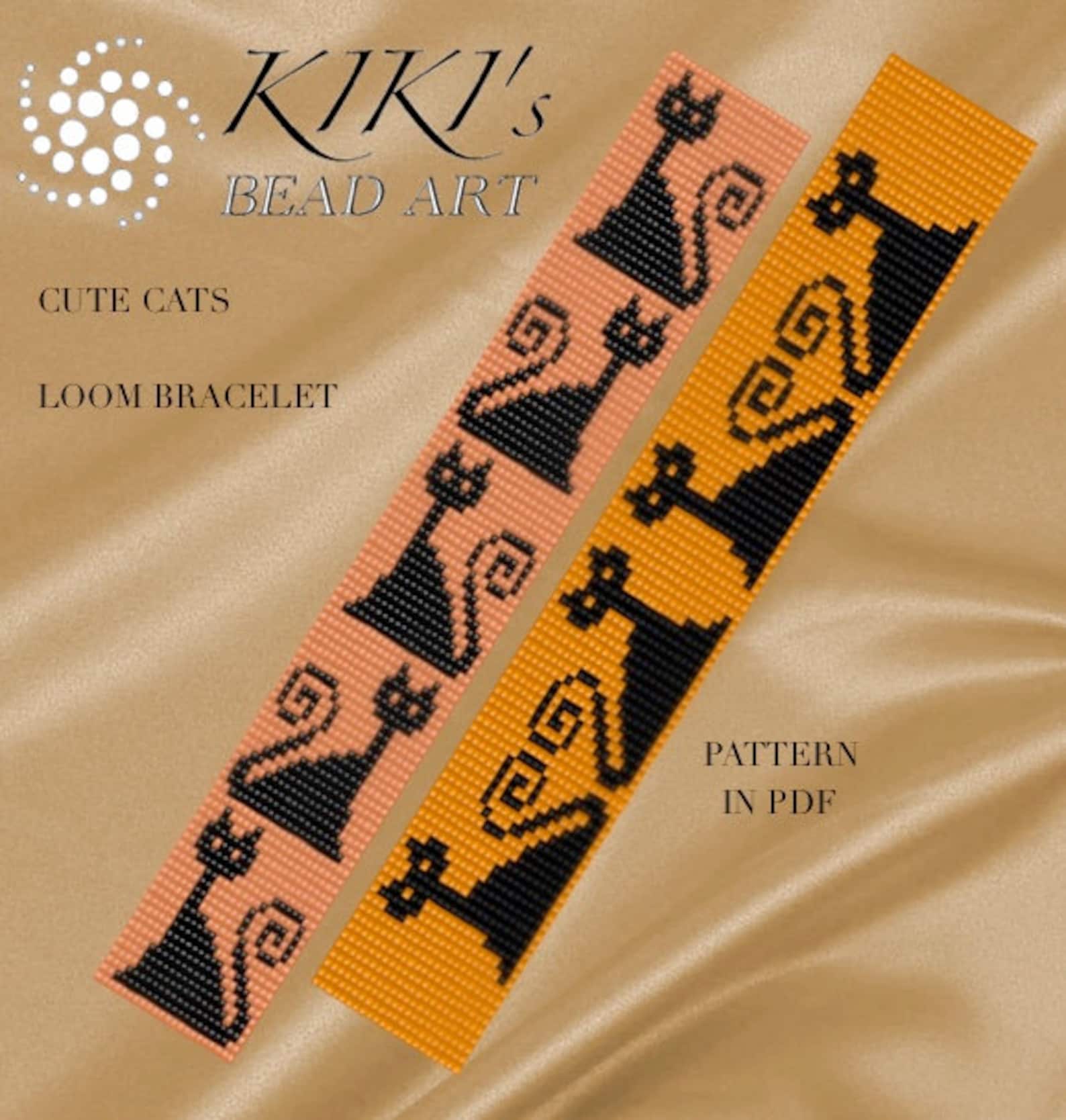 Bead Loom Pattern Cute Cats LOOM Bracelet Cuff PDF Pattern - Instant ...