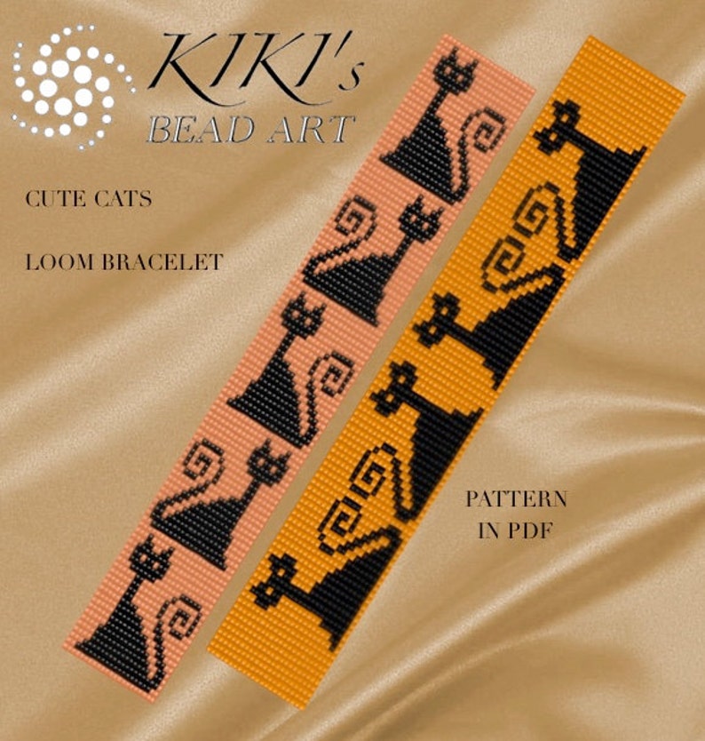 Bead Loom Pattern Cute Cats LOOM Bracelet Cuff PDF Pattern - Instant ...