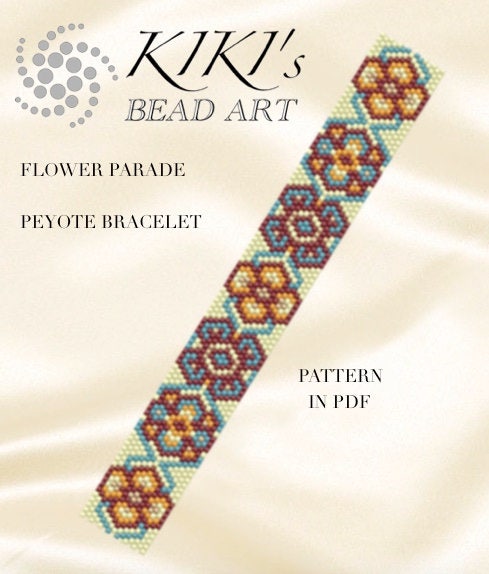 Peyote Pattern for bracelet Flower parade peyote bracelet cuff | Etsy