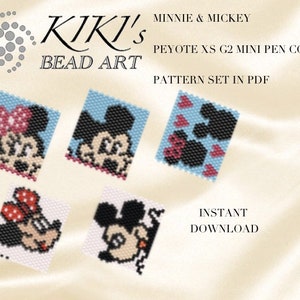 Pattern Peyote XS MINI Pen Cover Pattern Set Minnie Mickey Mouse Peyote ...