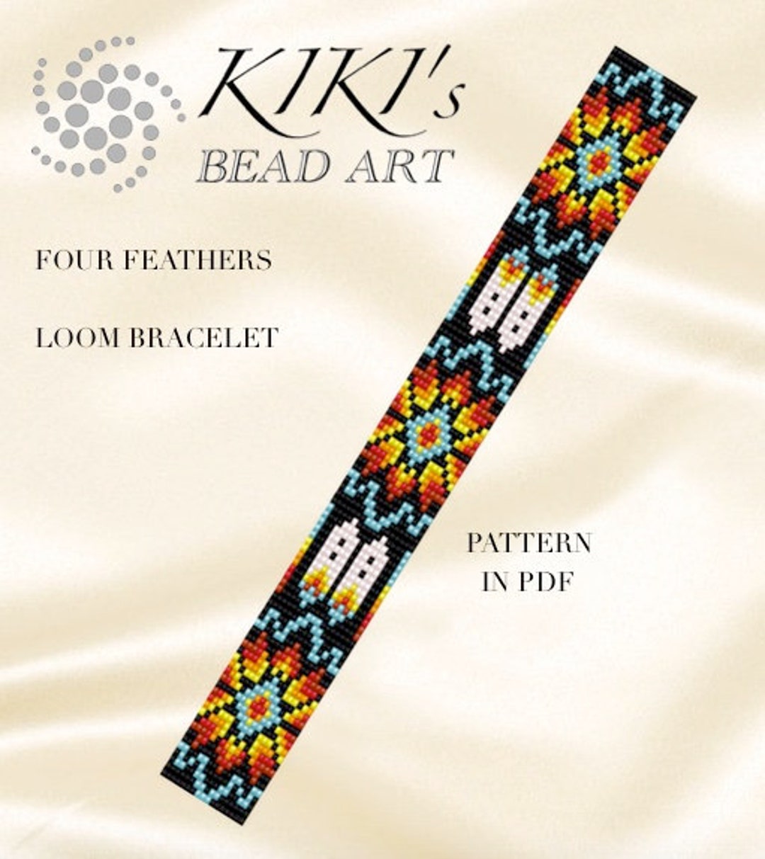 Loom Bracelet Pattern Bead Loom Pattern - Four Feathers Ethnic Inspired ...