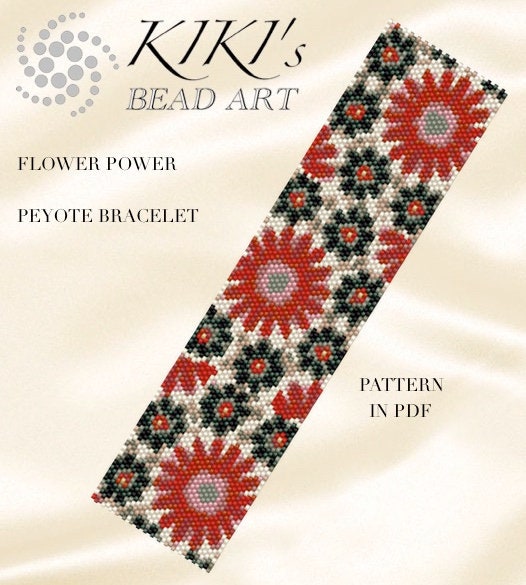 Peyote Pattern peyote bracelet Flower power peyote bracelet | Etsy