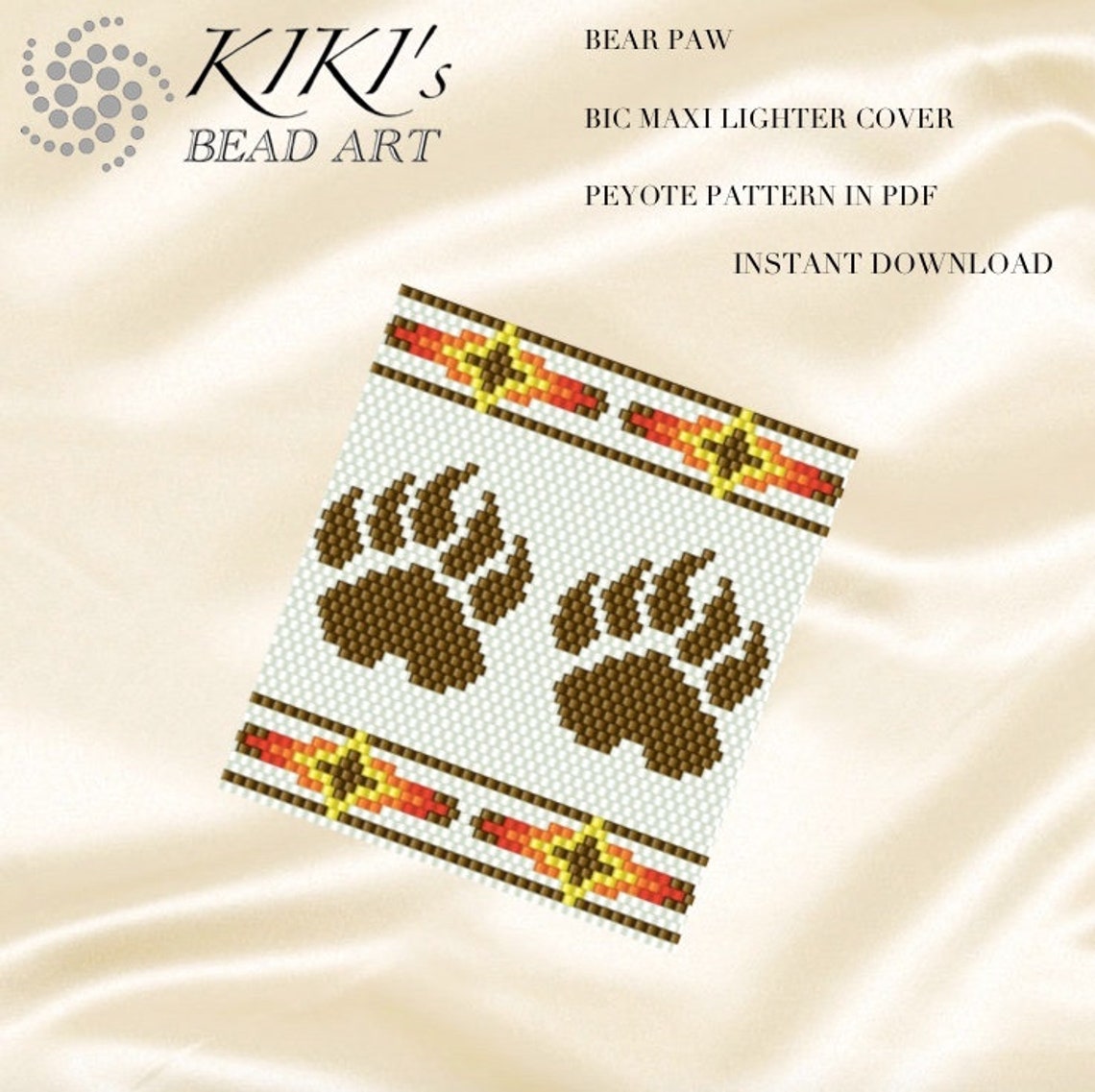 Pattern, Peyote Pattern for BIC Maxi Lighter Cover Bear Paw Animal ...