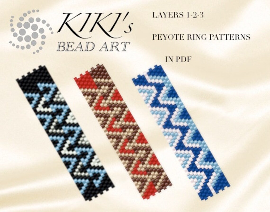 Pattern peyote rings Layers peyote ring set of 3 patterns | Etsy