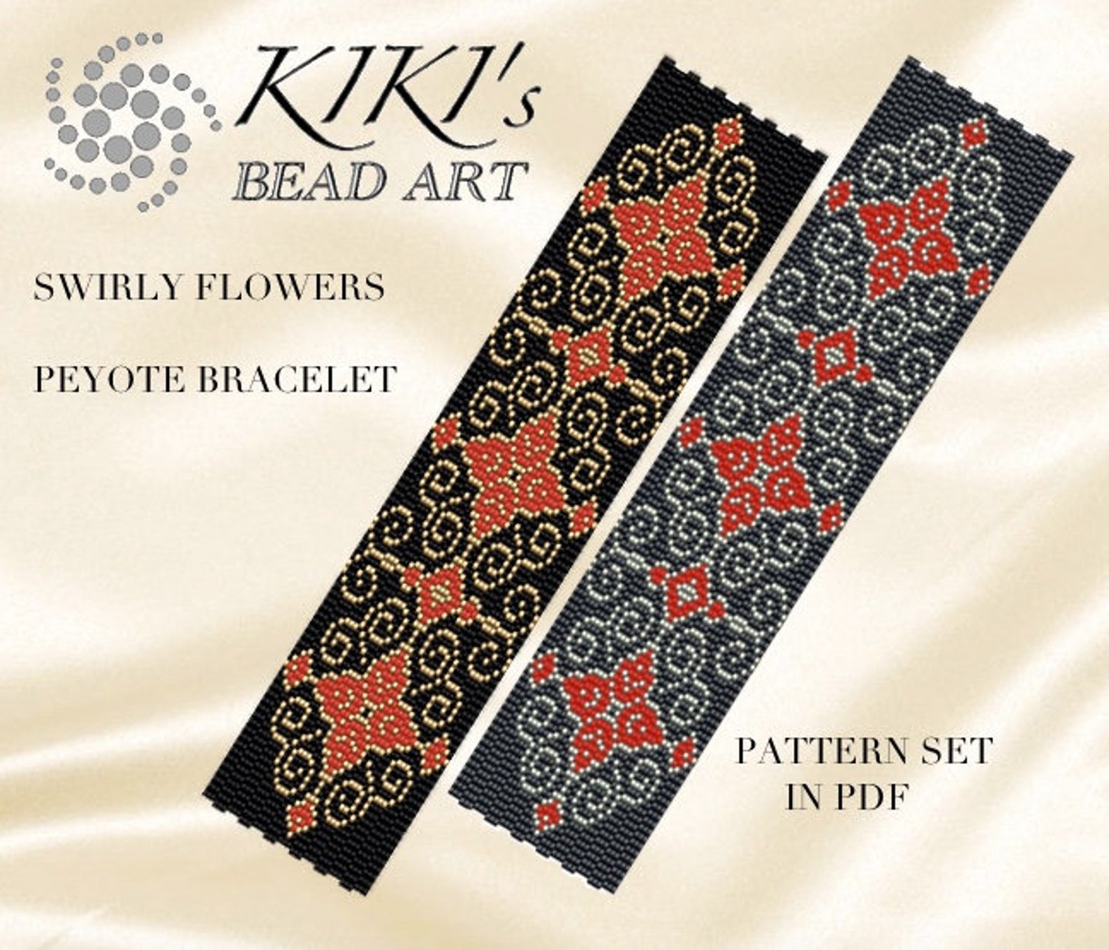 Peyote Pattern for Bracelet Swirly Flowers Peyote Bracelet - Etsy