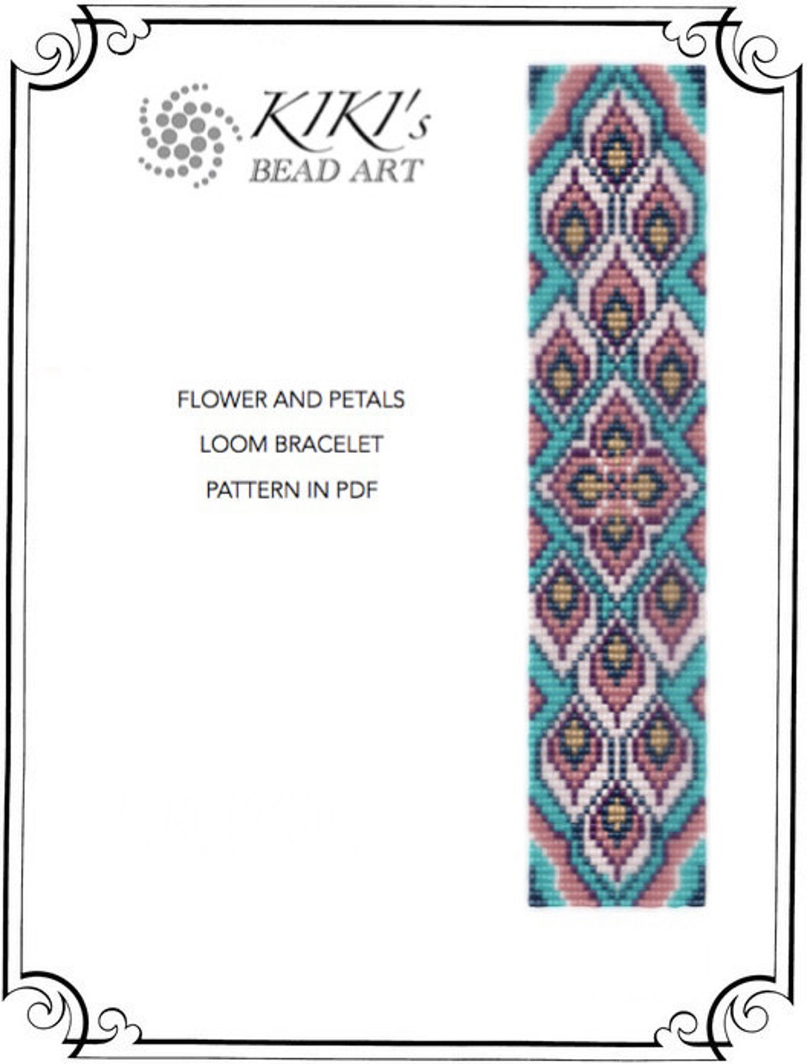 Bead Loom Pattern Flower and Petals LOOM Bracelet Cuff | Etsy