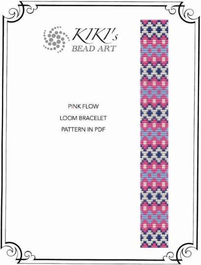 Bead loom pattern Pink flow geometric LOOM bracelet pattern | Etsy