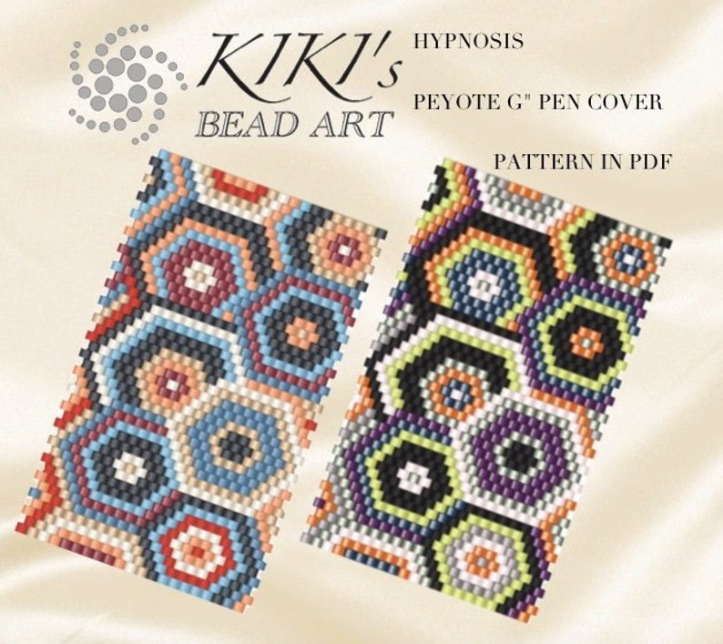 Peyote pattern peyote pen cover Hypnosis peyote pattern set | Etsy