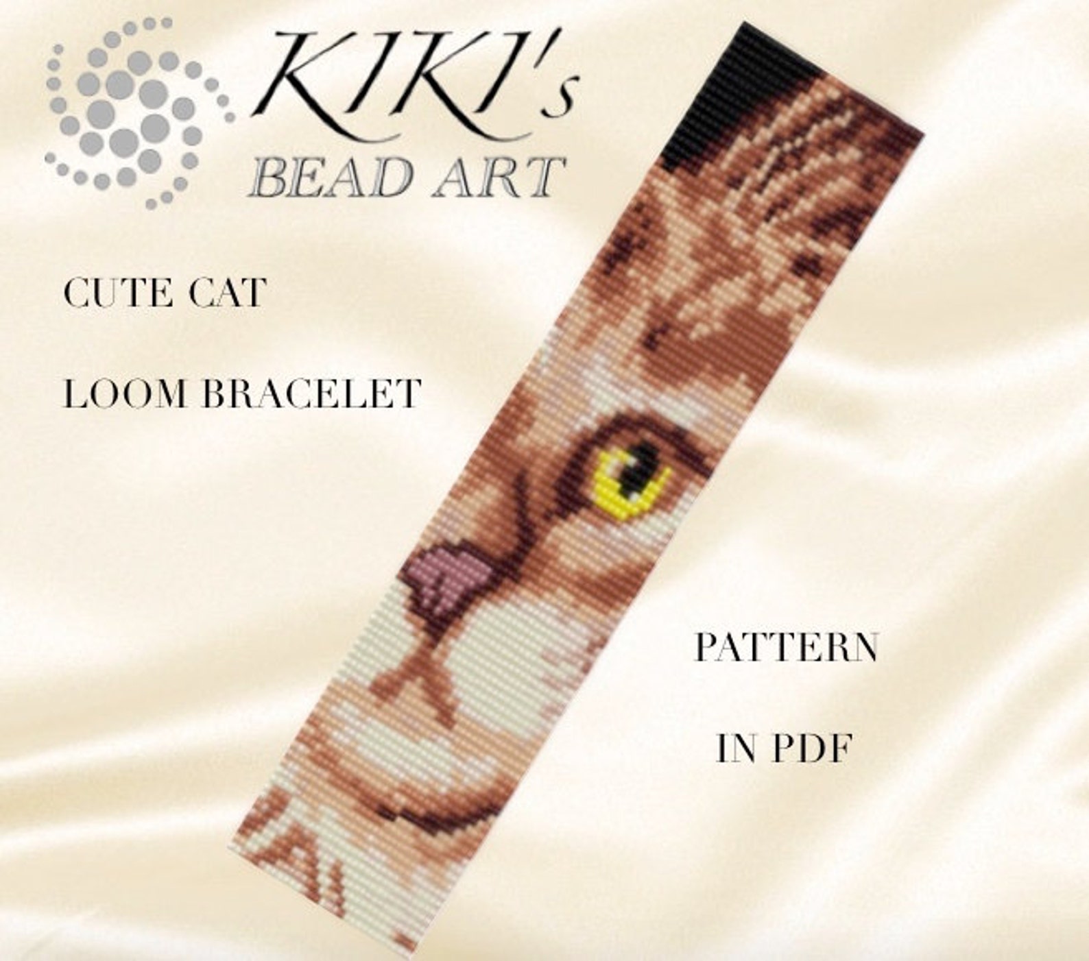 Bead Loom Pattern, Cute Cat LOOM Bracelet Cuff PDF Pattern - Instant ...